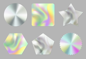 Gold holographic stickers hologram labels set Vector Image
