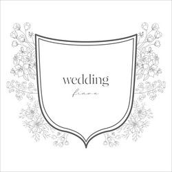 Wedding crest with flowers Royalty Free Vector Image