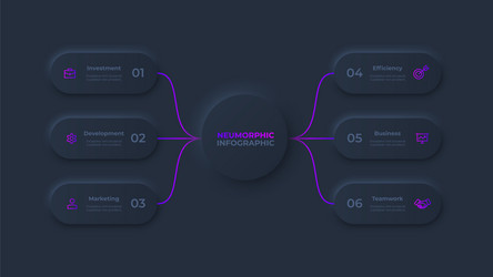 Dark neumorphic flowchart infographic business Vector Image