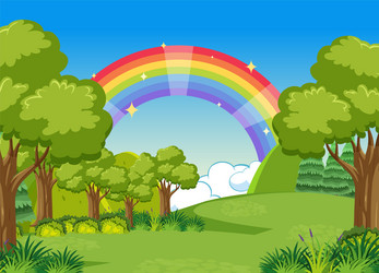 Nature background with rainbow in the sky Vector Image