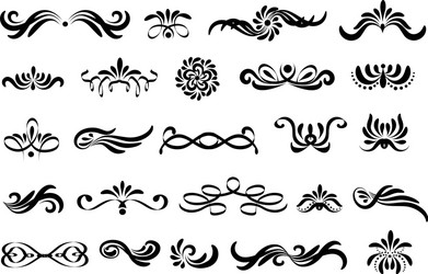 Swirly line curl patterns isolated on white Vector Image