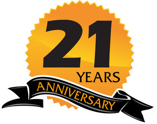 21 years ribbon anniversary Royalty Free Vector Image