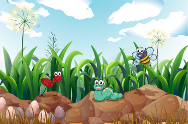 Insects ride on leaf Royalty Free Vector Image
