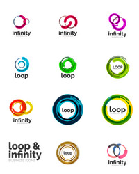 Set of infinity and loop business logos Royalty Free Vector