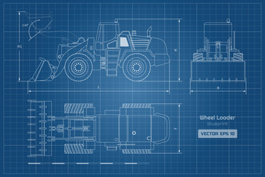 Outline drawing of wheel loader Royalty Free Vector Image