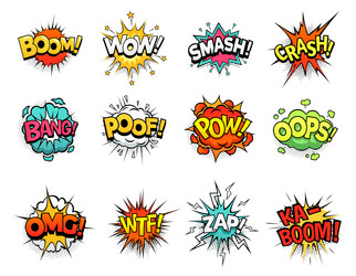 Comic bubble sign cartoon colorful burst clouds Vector Image