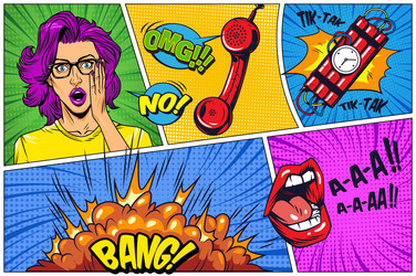 People talk on the phone comic book Royalty Free Vector