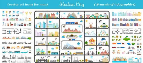 Set of elements for creating your own city Vector Image