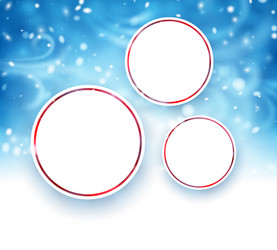 Round frames on winter background with snow Vector Image