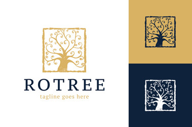 Royal tree logo abstract linear icon Royalty Free Vector