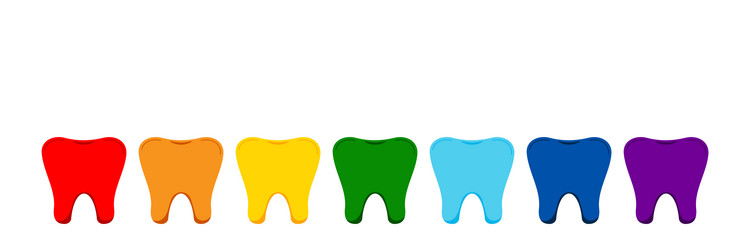 Tooth with rainbow in hands Royalty Free Vector Image