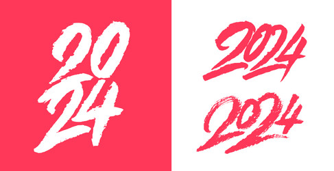 2024 year handwritten lettering set Royalty Free Vector