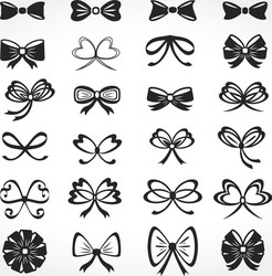 Knots and bows from threads set black collection Vector Image