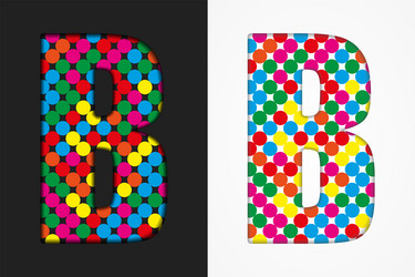 Bubble letter b glitter character of colored dots Vector Image