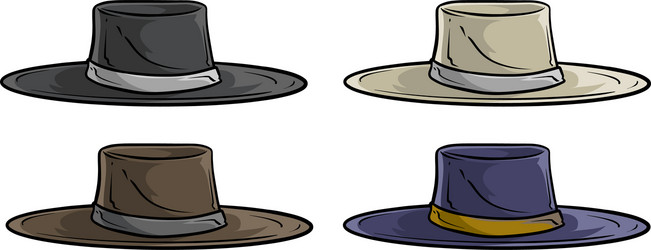 Cartoon woman old retro hat icon set Royalty Free Vector