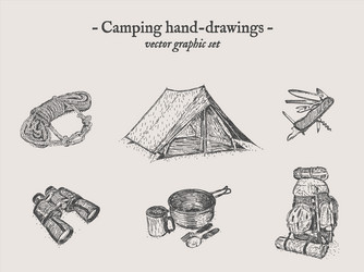 Camping concept set outdoor activities hiking Vector Image