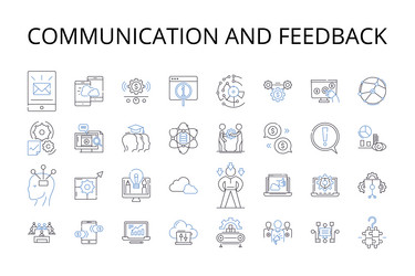 Communication and feedback line icons collection Vector Image