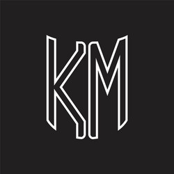 Km logo monogram with shield shape isolated Vector Image