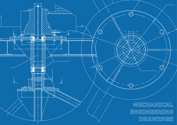 Mechanical engineering blue and white drawings Vector Image