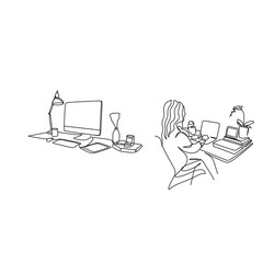 One continuous line drawing young serious Vector Image