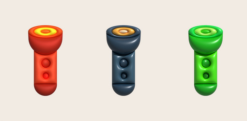 3d flashlight with a bright beam electric lamp Vector Image