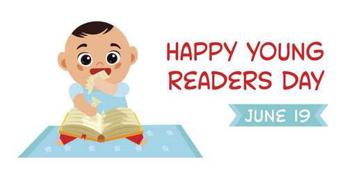 Happy young readers day june 19 Royalty Free Vector Image
