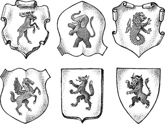 Heraldry in vintage style engraved coat arms Vector Image