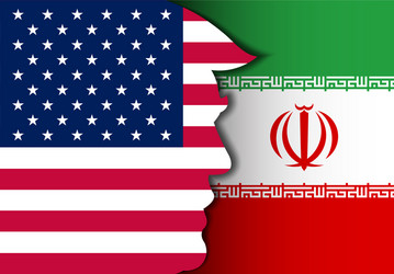 Iran and united states flag heart with names Vector Image