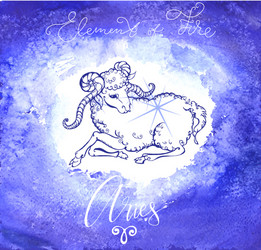 Zodiac sign aries luminescent paint Royalty Free Vector
