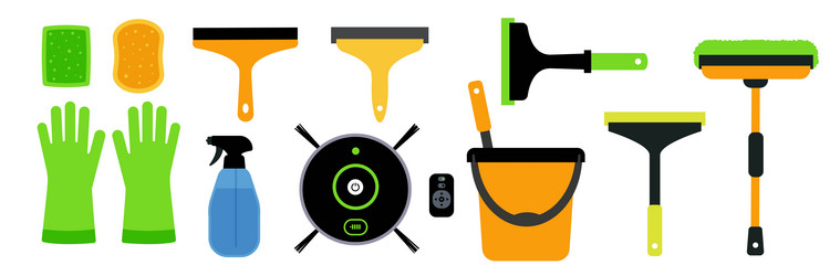 Big set of cartoon cleaning tools for washing Vector Image