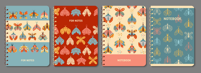 Butterfly moth notebook cover retro mystical boho Vector Image