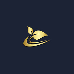 Leaf organic gold logo Royalty Free Vector Image