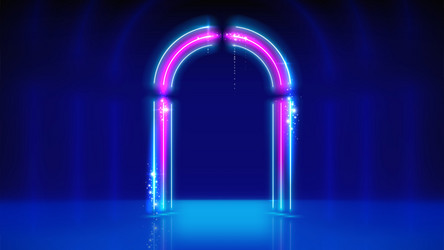 Neon square frame led arch light lines glowing Vector Image