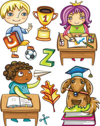 Cartoon cute colorful hand drawn doodles school Vector Image
