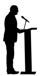 Public Speaker Woman Standing On Podium Silhouette