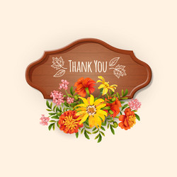 Floral spring thank you pink flowers card Vector Image