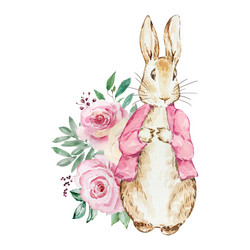 Watercolor peter rabbit first birthday Royalty Free Vector