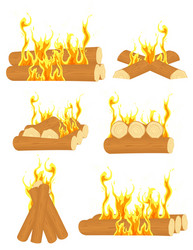 Cartoon bonfire summer campfires flame Royalty Free Vector