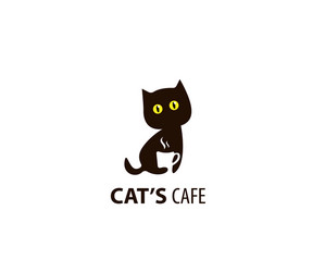 Cat coffee cup logo icon Royalty Free Vector Image