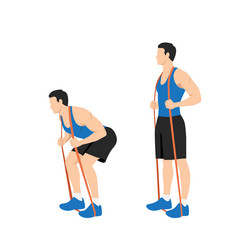 Man doing resistance band bent over rows exercise Vector Image
