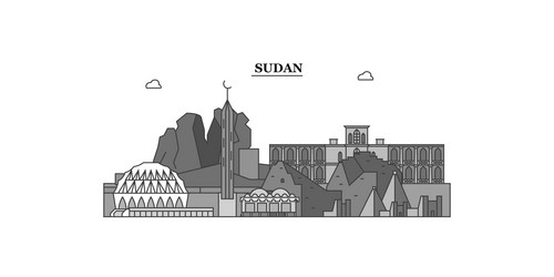 Sudan tourism landmarks city travel Royalty Free Vector