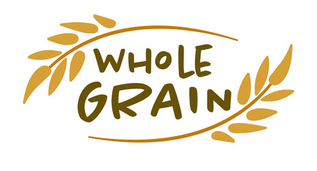Whole grain logo wheat spikelet product emblem Vector Image