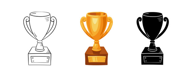 Winner cup in doodle style Royalty Free Vector Image