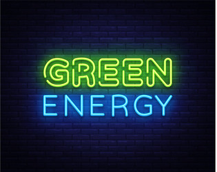 Green energy neon sign eco design Royalty Free Vector Image