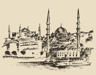 Drawing sketch topkapi palace istanbul Royalty Free Vector
