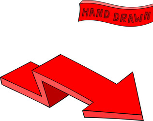 Red arrow hand drawn sketch Royalty Free Vector Image