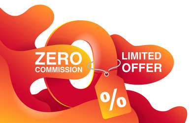 Zero commission and interest free purple banner Vector Image