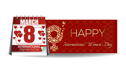 8 march card calendar with the date Royalty Free Vector