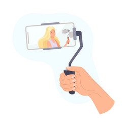 Hand holding smartphone recording video Royalty Free Vector