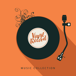 Music poster with vinyl record and player Vector Image